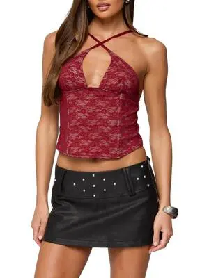 EDIKTED Lace Corset Top - Burgundy