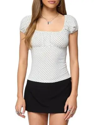 EDIKTED Polka Dot T-shirt - White-and-black