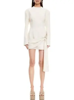 Lioness Martini Long Sleeve Draped Minidress - Eggnog