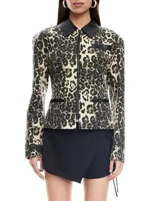 Lioness Soho Animal Print Twill Jacket - Leopard