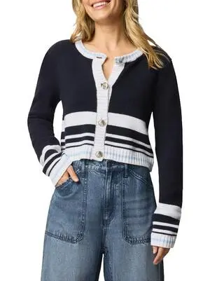 Splendid Striped Knit Cardigan - Navy Blue/white/sea Breeze