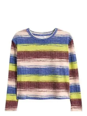 LOVE, FIRE Printed Boxy T-shirt - Multi Stripe