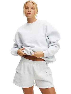 Cotton:on Active Plush Crew Pullover - Cloudy Grey Marle