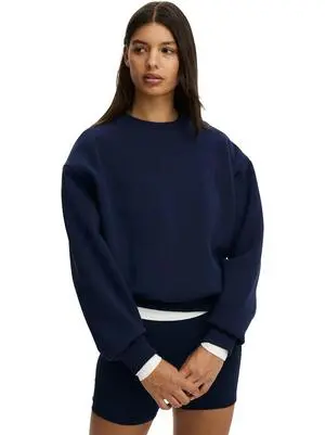 Cotton:on Active Plush Crew Pullover - Prep Sport Navy