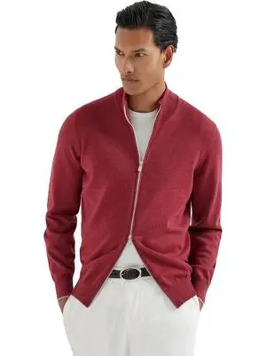 Brunello Cucinelli Brunello Cucinelli Cashmere Zip-Up Cardigan Cherry