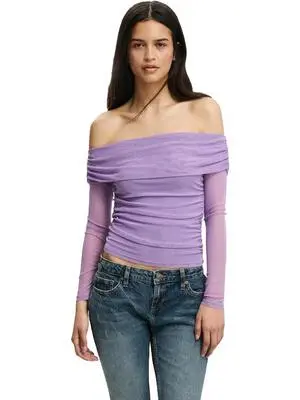COTTON ON Ashley Off-shoulder Long Sleeve Top - Violet Crush