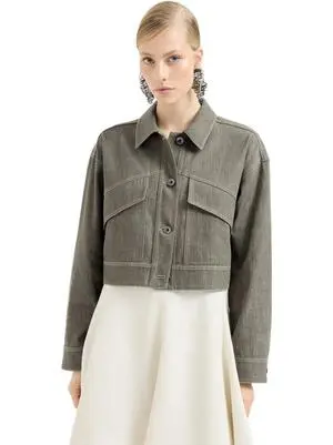 Brunello Cucinelli Denim-effect Twill Outerwear Jacket - Olive