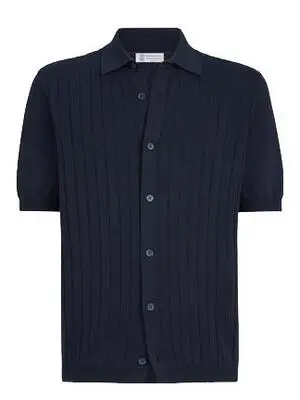 Brunello Cucinelli Knit Shirt - Navy Blue