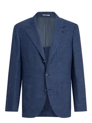 Brunello Cucinelli Prince Of Wales Deconstructed Blazer - Denim