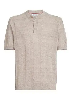 Brunello Cucinelli Henley Collar T-shirt - Sand