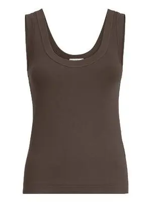 Brunello Cucinelli Ribbed Jersey Top - Brown
