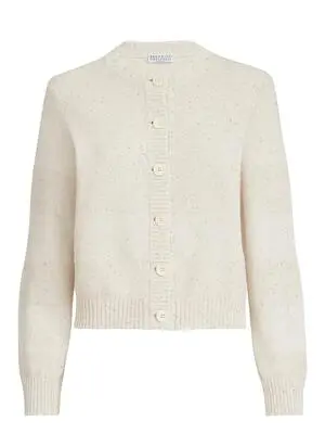 Brunello Cucinelli Cardigan With Stripes - Oat
