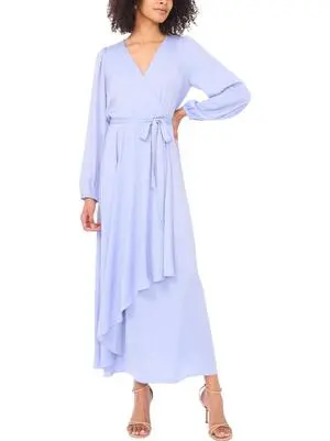 Vince Camuto Wrap Front Long Sleeve Maxi Dress - French Blue