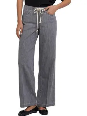 NYDJ Teresa Drawstring Waist Wide Leg Jeans - Pearl Versailles