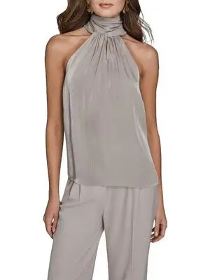 Donna Karan New York Metallic Halter Neck Top - Vapor