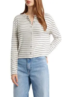 Rag & Bone The Knit Stripe Boxy Cardigan - Cream Stripe