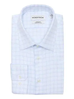 NORDSTROM Traditional Fit Check Premium Non-iron Cotton Dobby Dress Shirt