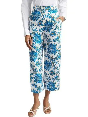 Etro Floral Print Crop Wide Leg Pants - Print On White Base