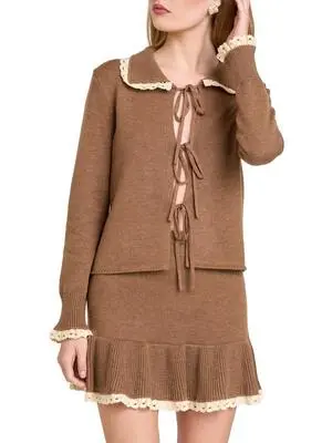 WAYF Ginger Tie Cardigan - Mocha