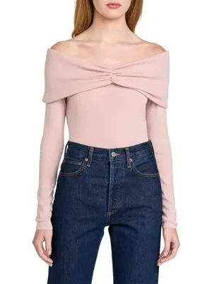 WAYF Alice Off-The-Shoulder Sweater Blush