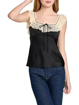 WAYF Ella Lace Trim Camisole - Black