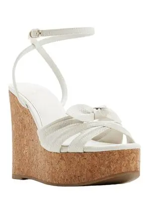 Aldo Ankle Strap Platform Wedge Sandal - White/bone