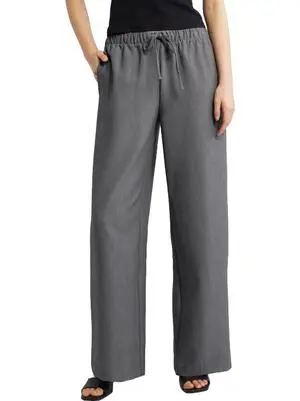 OPEN EDIT Icon Pull-on Wide Leg Pants - Grey Magnet