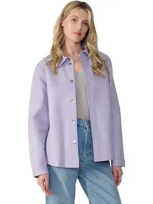 FURNIQ UK Frankie Leather Shirt Jacket - Lilac