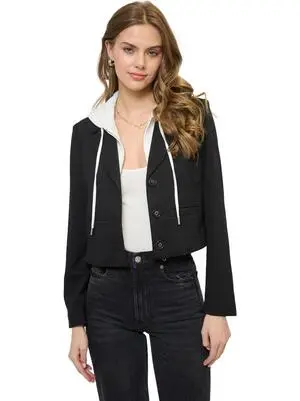 Central Park West Cropped Fitted Dickey Jacket - Black