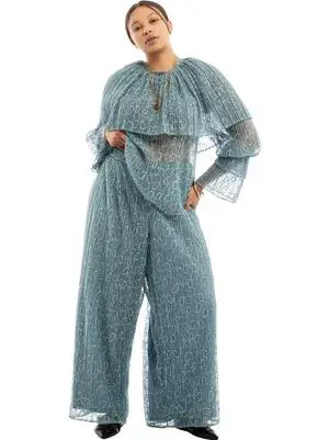 JUNE + VIE Lace Wide-leg Pants - Mountain Spring