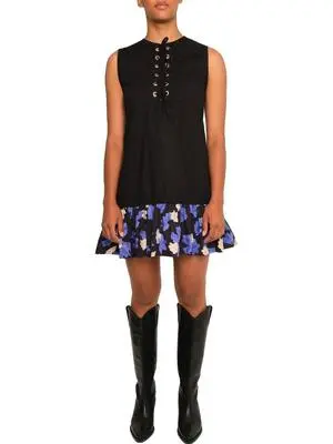 THE LULO PROJECT The Lulo Project Fracture Lace-Up Mini Dress