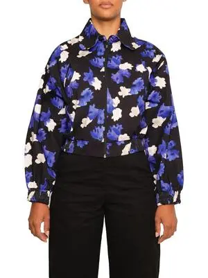 THE LULO PROJECT Citadel Floral Stretch Cotton Bomber Jacket - Jacaranda