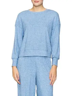 MELLODAY Relaxed Rib Top Heather Blue