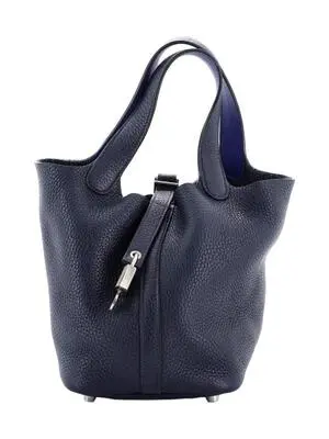 HERMES Picotin Lock Bucket Bag Clemence With Swift Pm - Bleu Nuit
