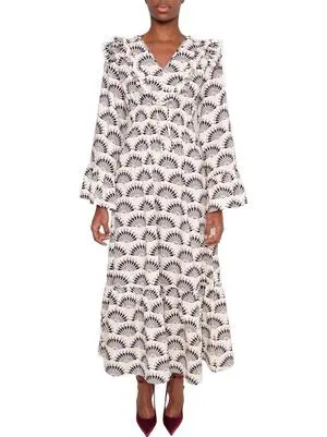 THE LULO PROJECT Chaos Petal Print Maxi Dress - Throated Ivory