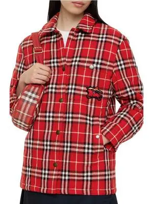 Burberry Check Wool Overshirt - Crayon Red