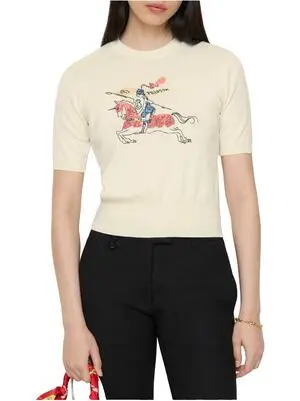 Burberry Cross-stitch Ekd Wool Top - Chalk White