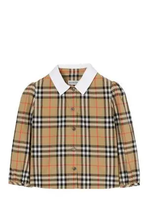 Burberry Check Cotton Shirt - Sand Beige