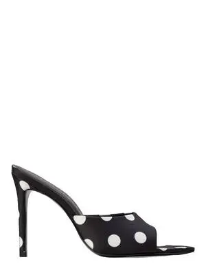 BLACK SUEDE STUDIO Bella 100 Mule - Black Polka Dot Satin