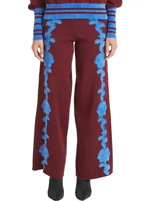 TEMPERLEY LONDON Floral Knit Wide-leg Trousers - Dark Amethyst