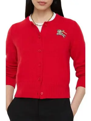 Burberry Wool Cashmere Cardigan - Crayon Red