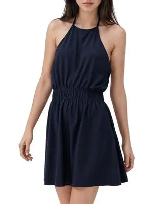 Mango Halter Minidress - Navy