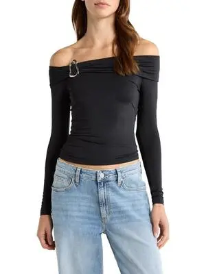 PACSUN Lannie Hardware Off-the-shoulder Top - Black