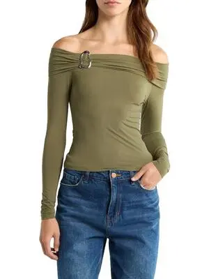 PACSUN Lannie Hardware Off-the-shoulder Top - Green