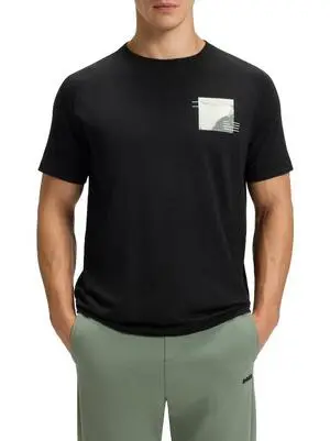 BOSS Stripe Zone Stretch Cotton Blend Graphic T-shirt Black
