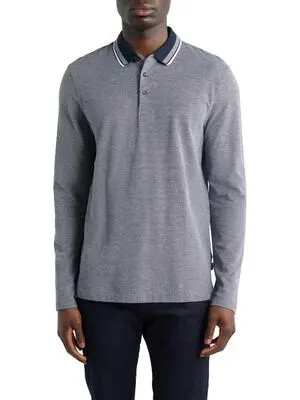 BOSS Pittman Long Sleeve Cotton Piqué Polo - Dark Blue