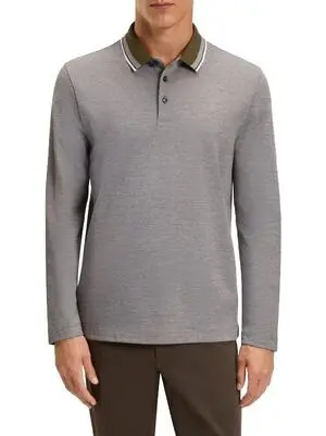 BOSS Pittman Long Sleeve Cotton Piqué Polo - Open Green