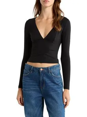 PACSUN Gianna V-Neck Top Black
