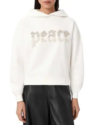 ALLSAINTS Pippa Rhinestone Hoodie - Optic White