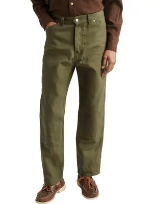 DRAKE'S Cotton Canvas Carpenter Pants - Olive Drab